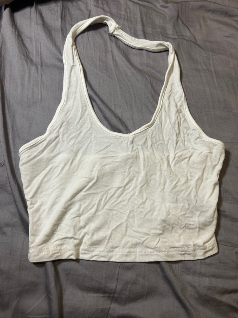 white halter top backless, Women's Fashion, Tops, Sleeveless on Carousell