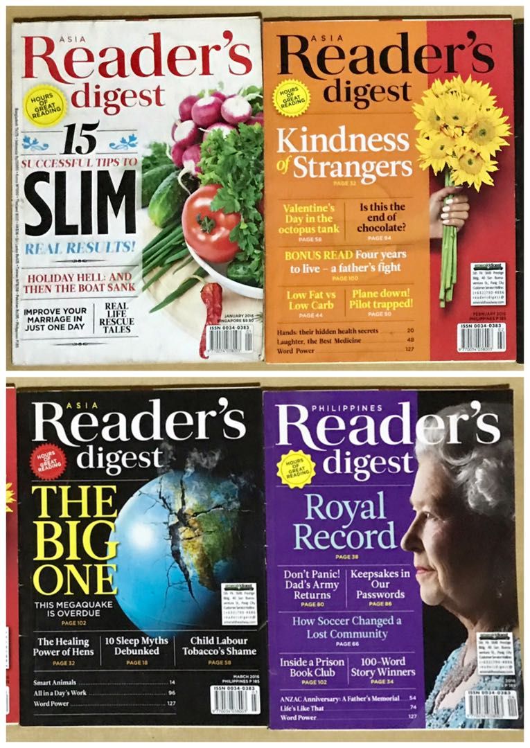 [12 Issues] 2016 Reader's Digest Asia Magazines | Queen Elizabeth ...