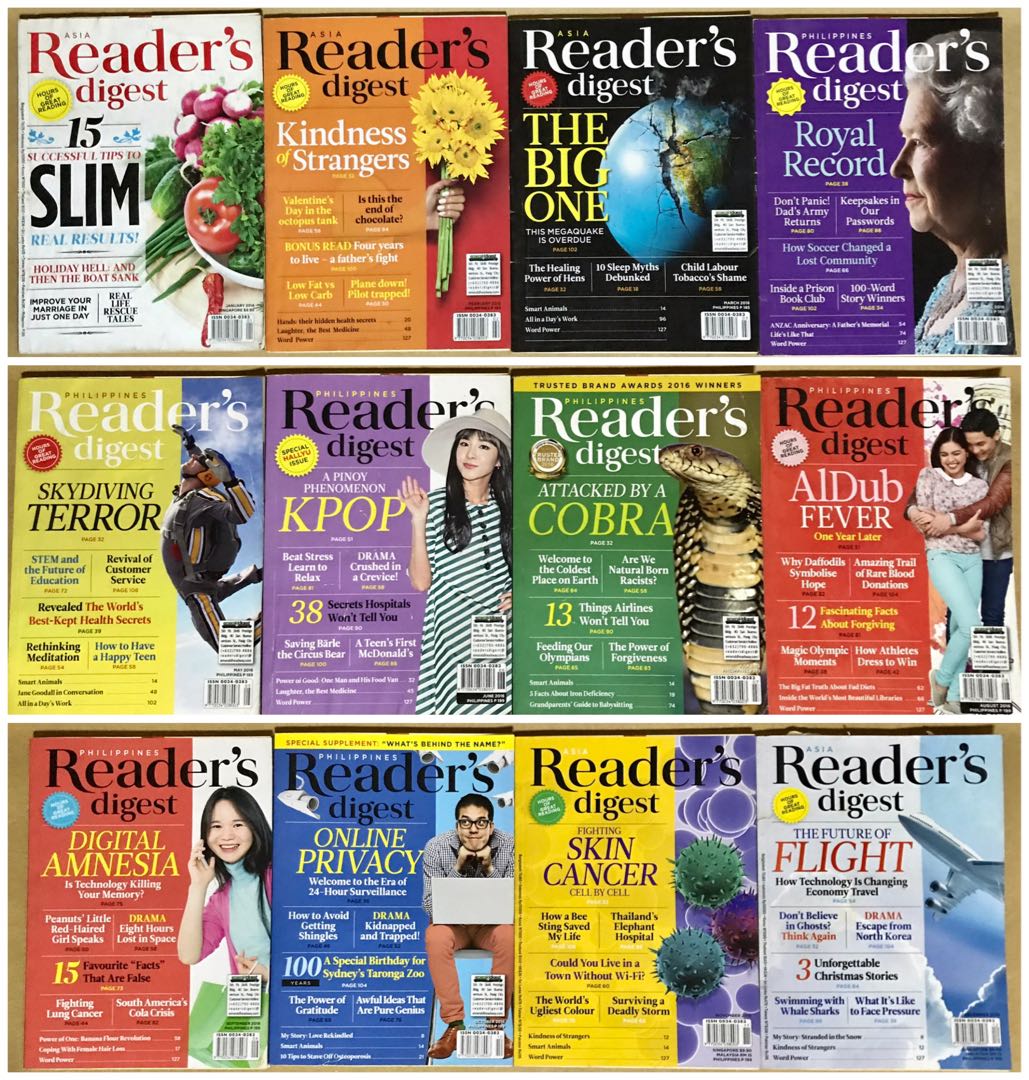 [12 Issues] 2016 Reader's Digest Asia Magazines | Queen Elizabeth ...