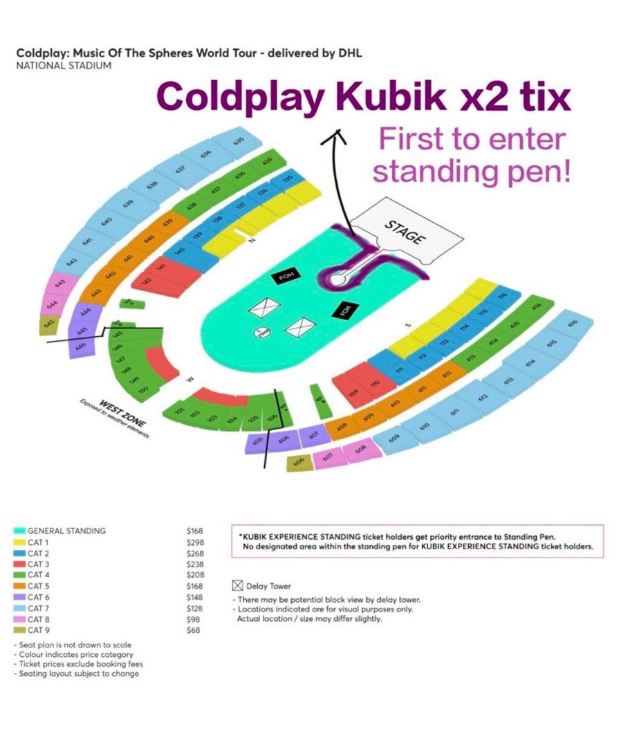 1 pair of Coldplay KUBIK EXPERIENCE STANDING TICKETS 31st Jan 2024 ...