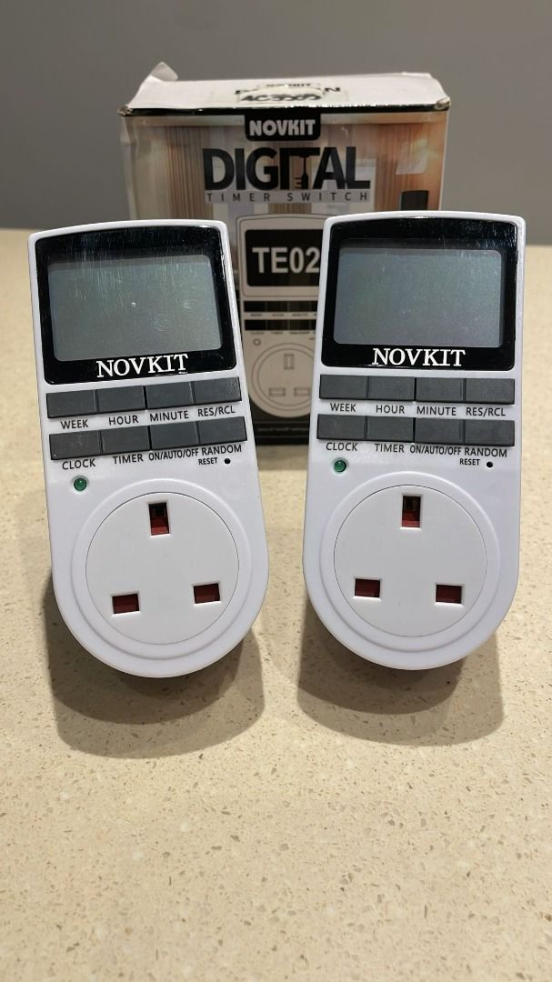 2201) 2 X NOVKIT DIGITAL SECURITY TIMER PLUG SOCKET PROGRAMMABLE SWITCH ...