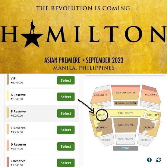Two (2) Hamilton Manila @ The Theater at Solaire Section ORR3 Row W ...