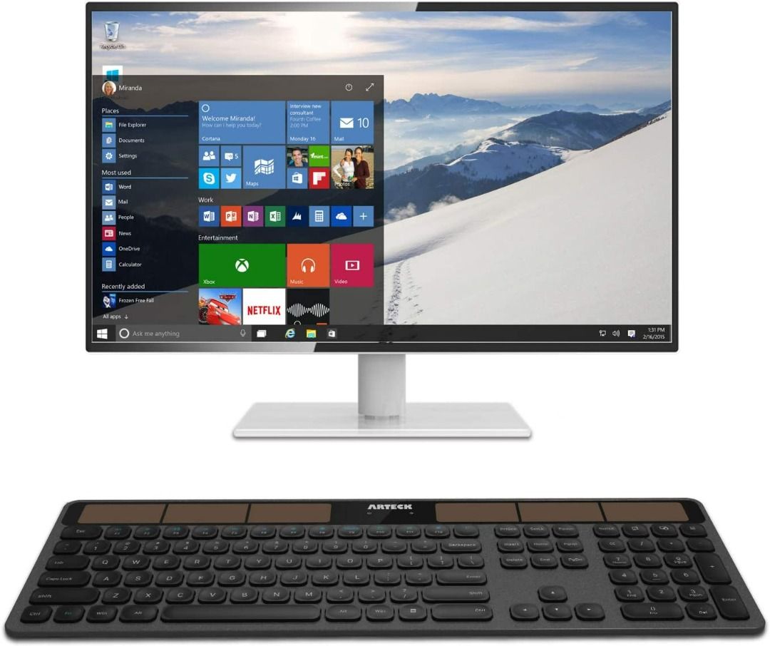 3315) ARTECK WIRELESS SOLAR KEYBOARD FULL SIZE SOLAR RECHARGING ...