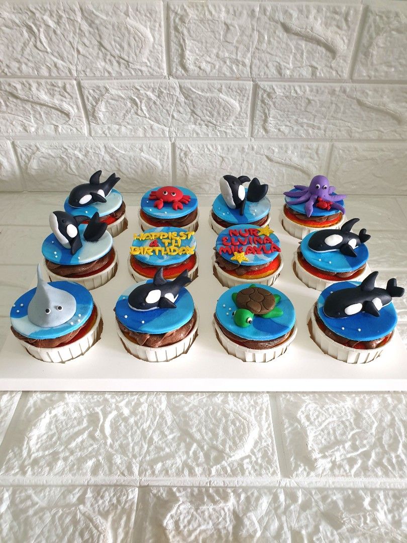 3D Ocean Marine Theme Cupcakes, Food & Drinks, Homemade Bakes on Carousell