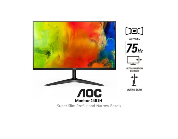 AOC 24B1XH2 23.8" FHD IPS Slim Monitor Black ( HDMI, VGA, 3 Yrs Wrty ...