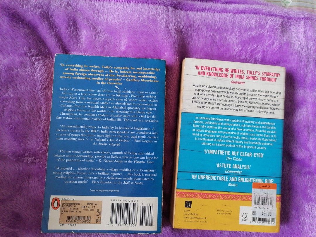 Bundle of two mark tully books on india no full stops in india & india ...