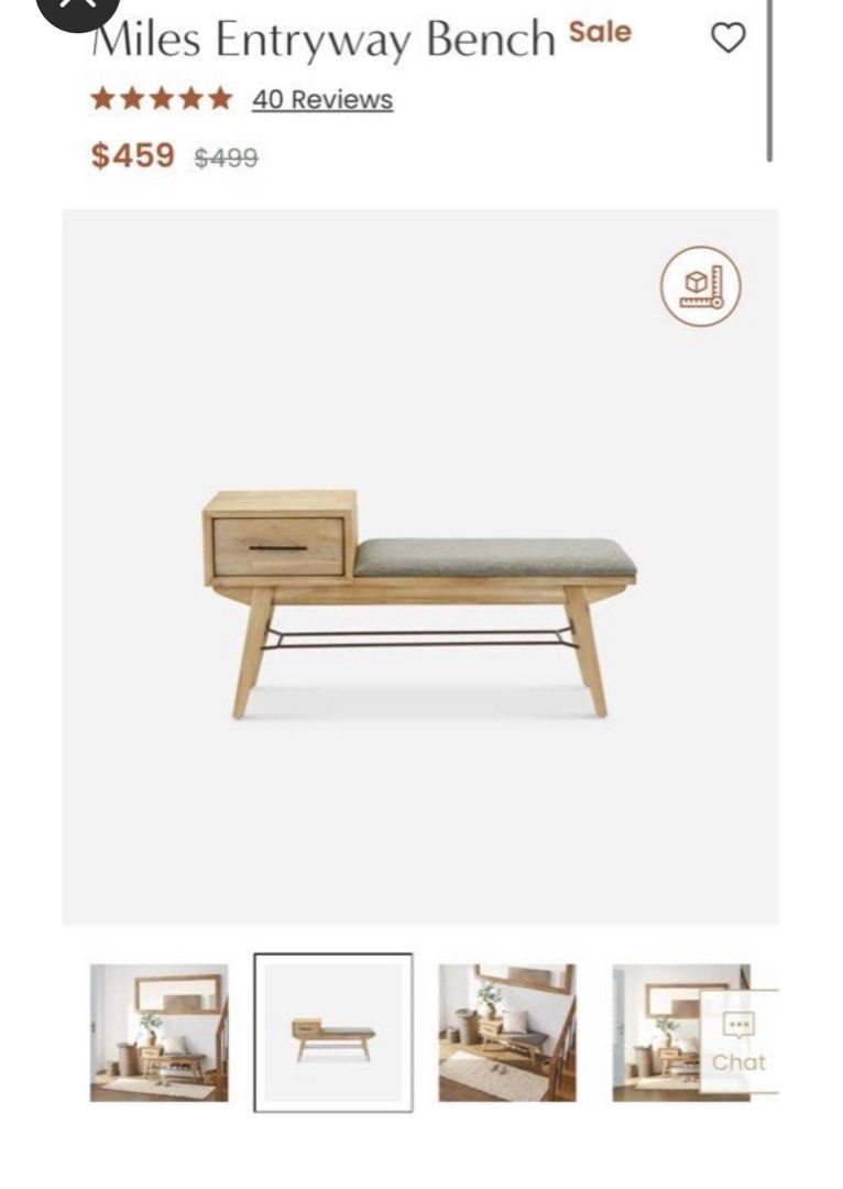 Castlery Miles entryway bench, Furniture & Home Living, Furniture ...