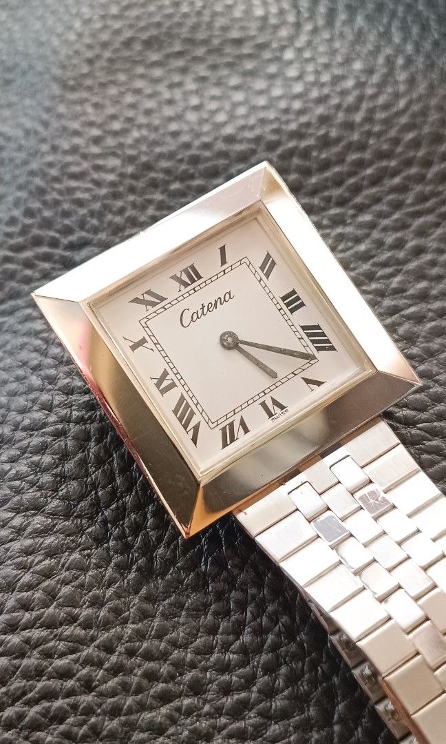 Catena 'Tank' 18k white gold plated, Men's Fashion, Watches ...