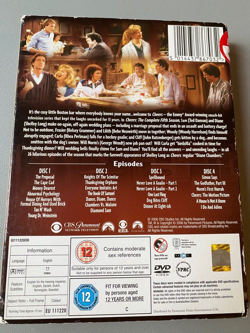 Cheers Season 5 DVD Set, Hobbies & Toys, Music & Media, CDs & DVDs on ...