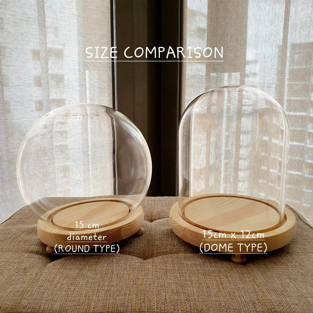 Clear glass dome with LED Wooden base for DIY project Dryflower dome ...