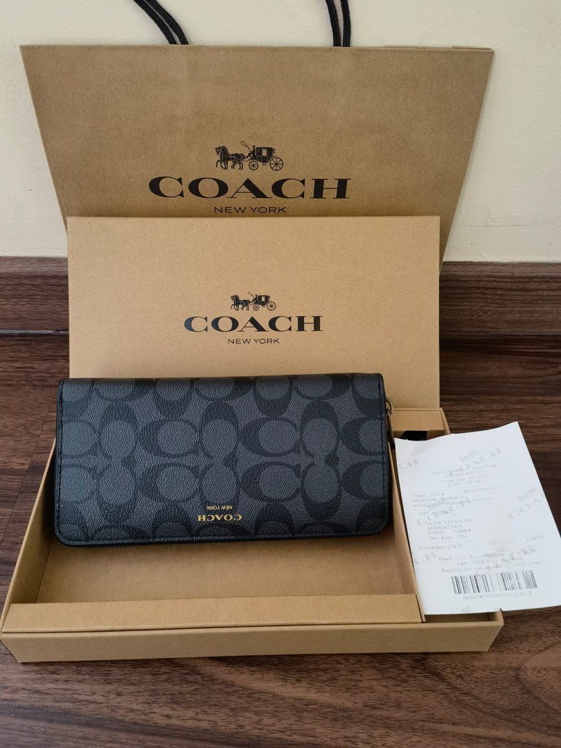 Coach Long Wallet classic zip logo long Wallet gift set instock, Men's ...