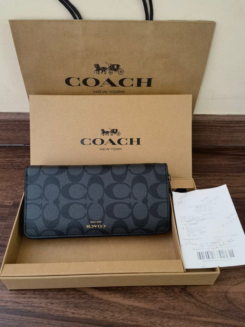 Coach Long Wallet classic zip logo long Wallet gift set instock, Men's ...