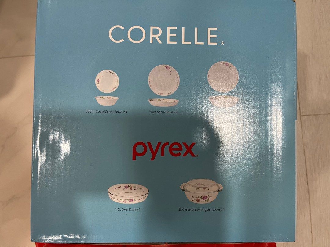 Corelle Pyrex 12pc Country Rose, Furniture & Home Living, Kitchenware ...