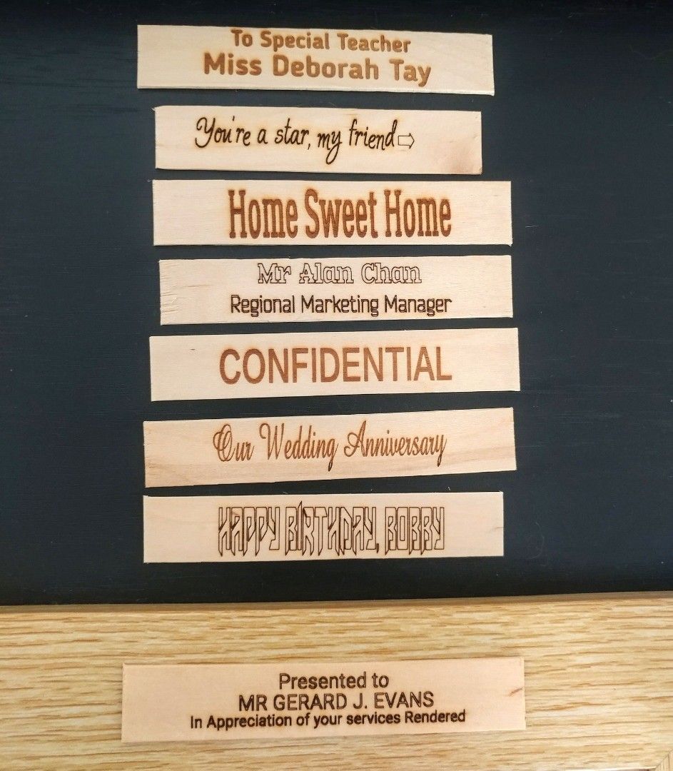 Customised engraving wood name tag. Paste it anywhere., Hobbies & Toys ...