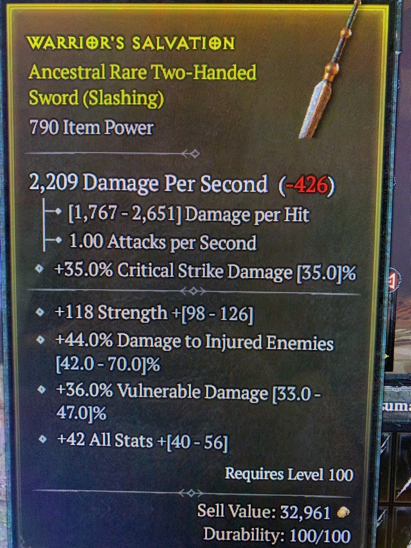 Diablo 4 rare weapons (barb), Video Gaming, Gaming Accessories, In-Game ...
