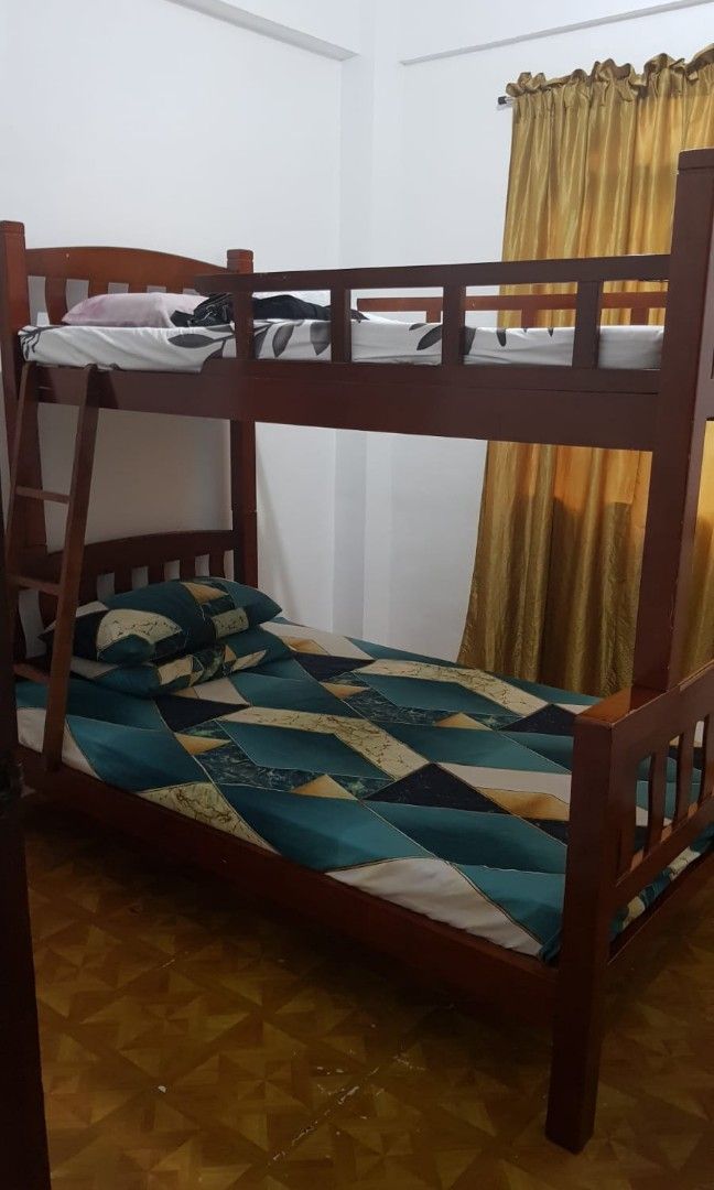 Double Deck Wood Bed Frame on Carousell