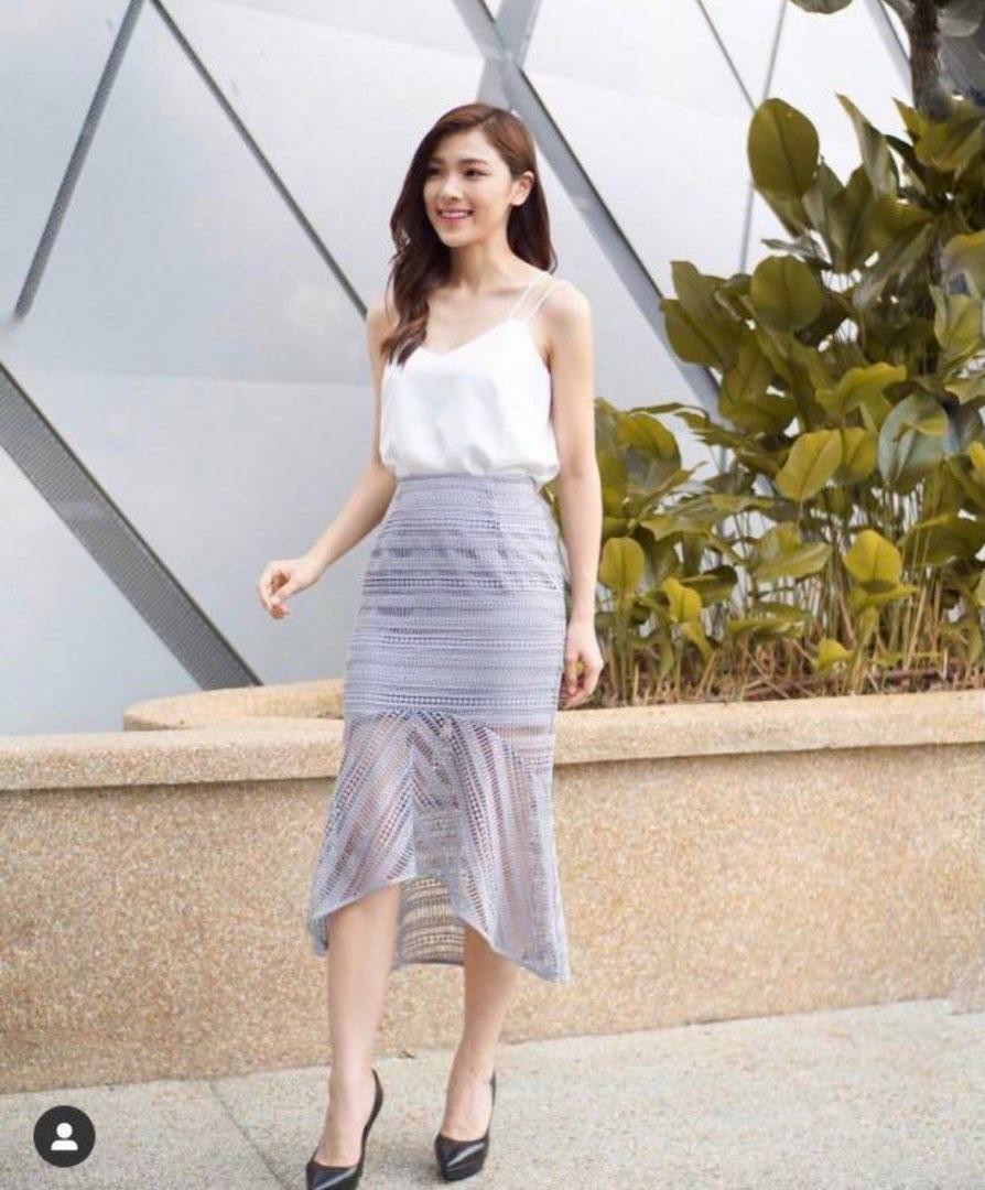 Duchess & Co Mermaid Midi Skirt in Grey, Women's Fashion, Bottoms ...