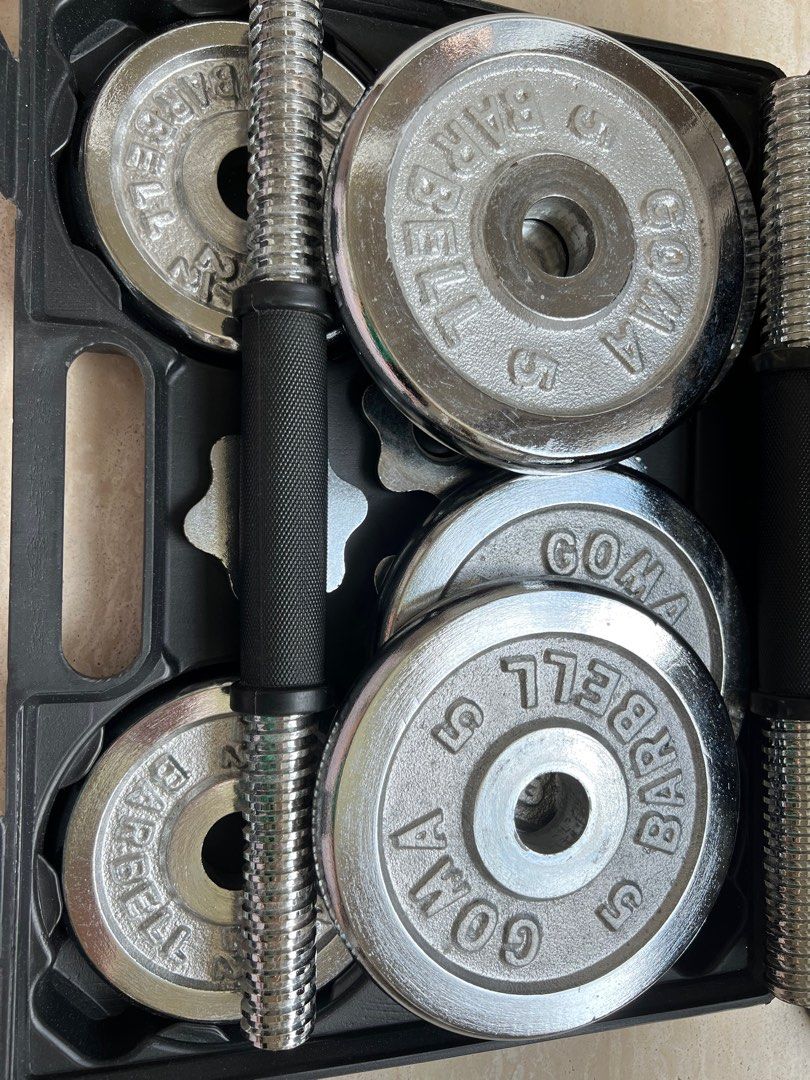 Adjustable Chrome Dumbbell set, 運動產品, 運動與體育, 運動與體育 - 球拍和球類運動 - Carousell