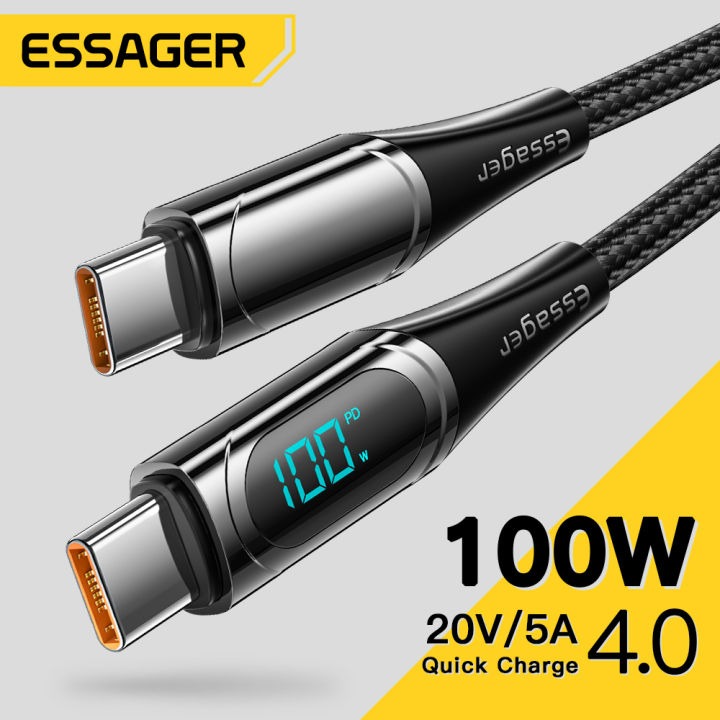 Essager PD 100W USB C Cable Type C to Type C Digital Display Data Line ...