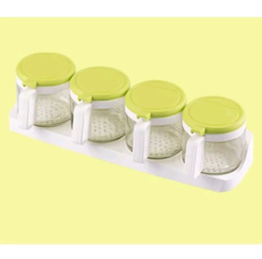 Glass Condiment jars, Seasoning Set, Spice Containers (4 in 1) x 2 sets ...