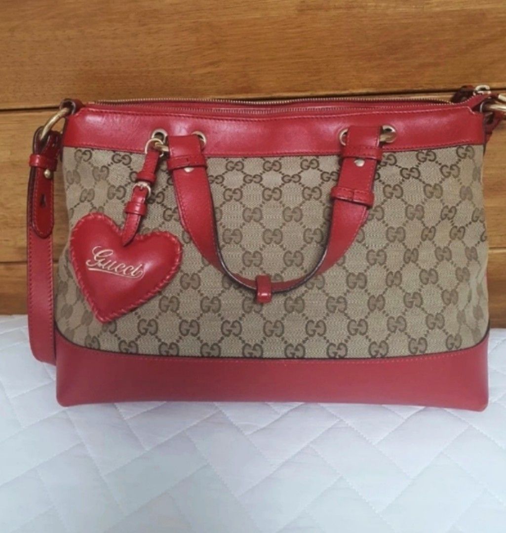 Gucci Monogram shoulder Bag crossbody Cross-body red AUTHENTIC, Luxury ...