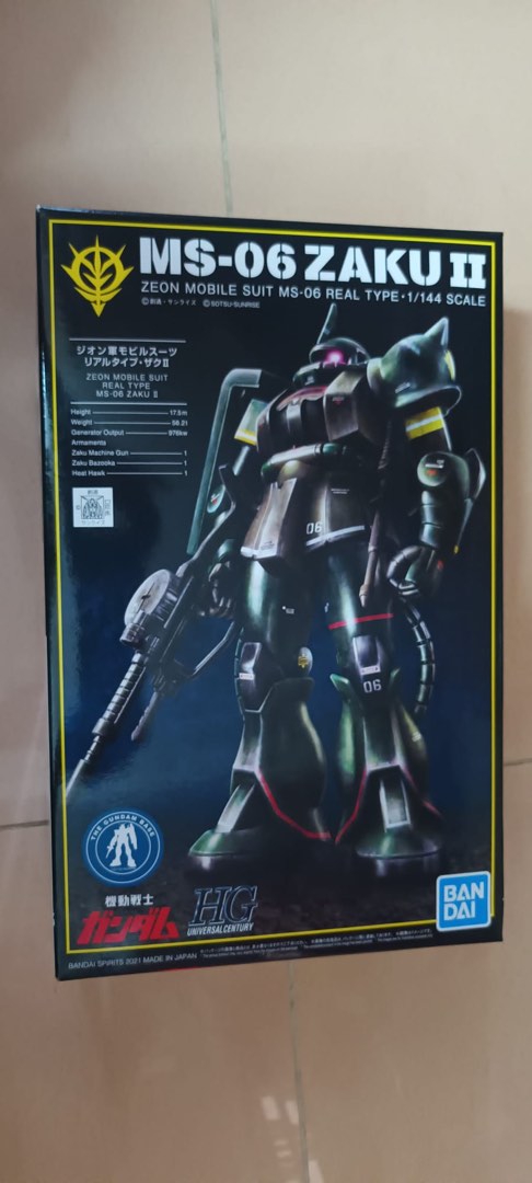 hg 1/144 ms-06 zaku real type ver., 興趣及遊戲, 玩具 & 遊戲類 - Carousell