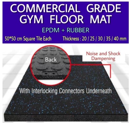 High Density EPDM Rubber Gym Mat Tiles Connector Crossfit Flooring Edge ...