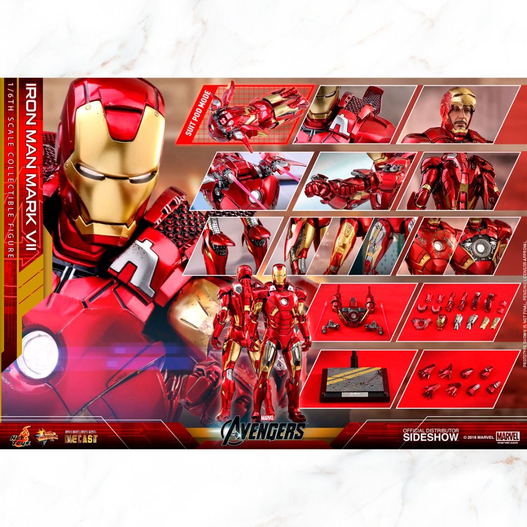 Hot Toys Iron Man Mark VII 7 Diecast MISB 1/6 MARVEL THE AVENGERS Scale Collectible Figure 1/6TH ...