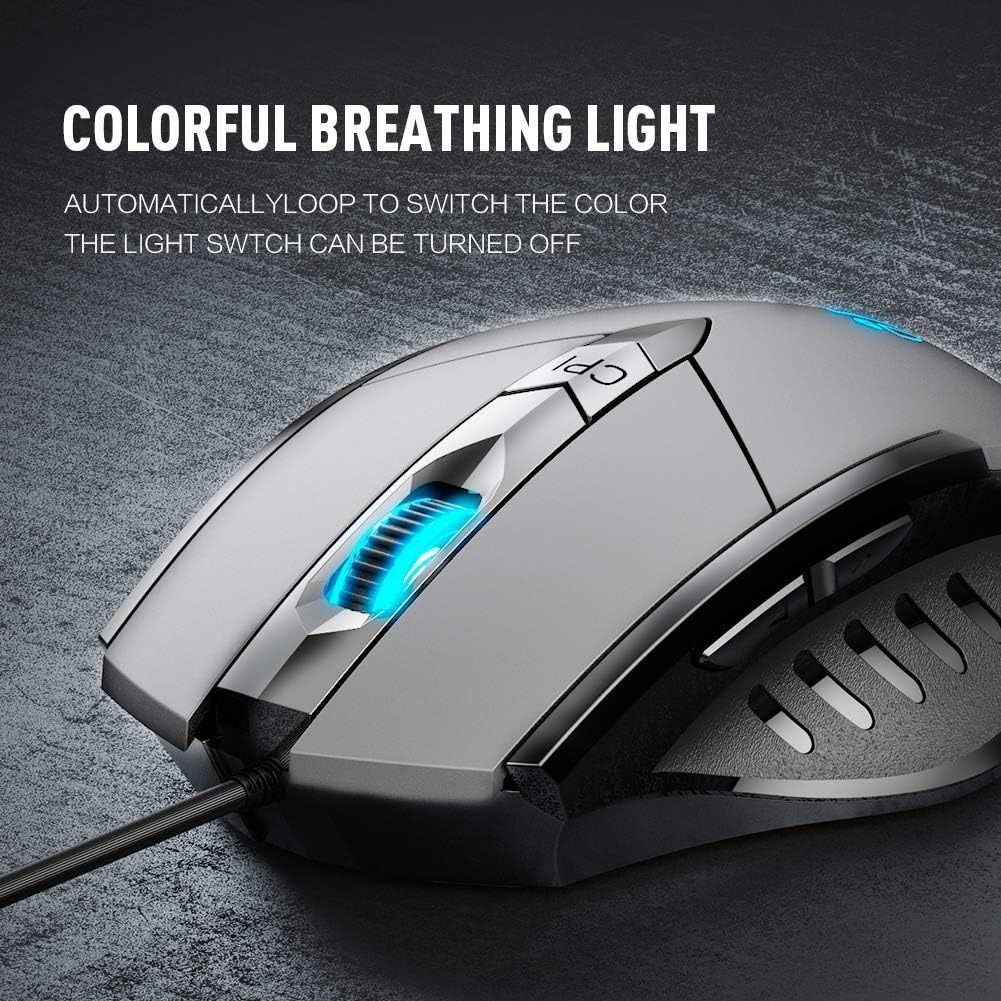 INPHIC Wired Mouse with 6 Button Silent Click Ergonomic 1.5M USB Cable ...