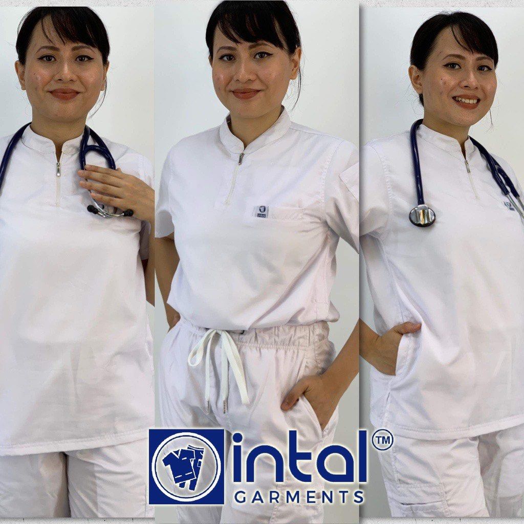 Intal Scrubsuit In White And Khaki Womens Fashion Dresses And Sets Sets Or Coordinates On Carousell