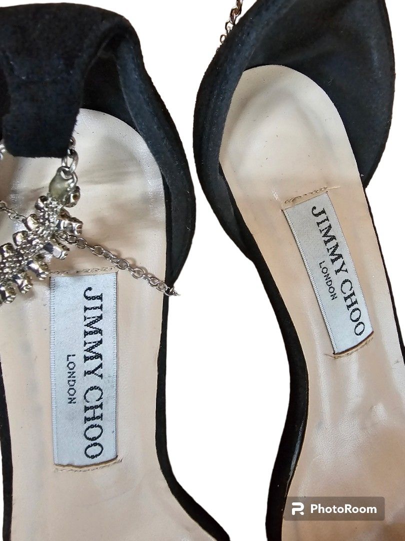 JIMMY CHOO Shiloh Crystal Embellished Sandals High Heels, Luxury ...