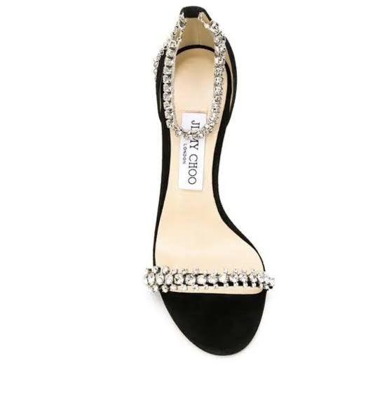 JIMMY CHOO Shiloh Crystal Embellished Sandals High Heels, Luxury ...