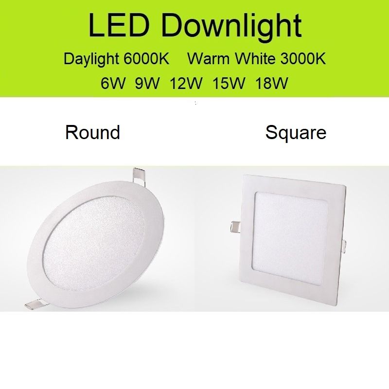 LED Downlight False Ceiling Covelight Round Square Daylight 6000K Warm White 3000K LED Ceiling ...