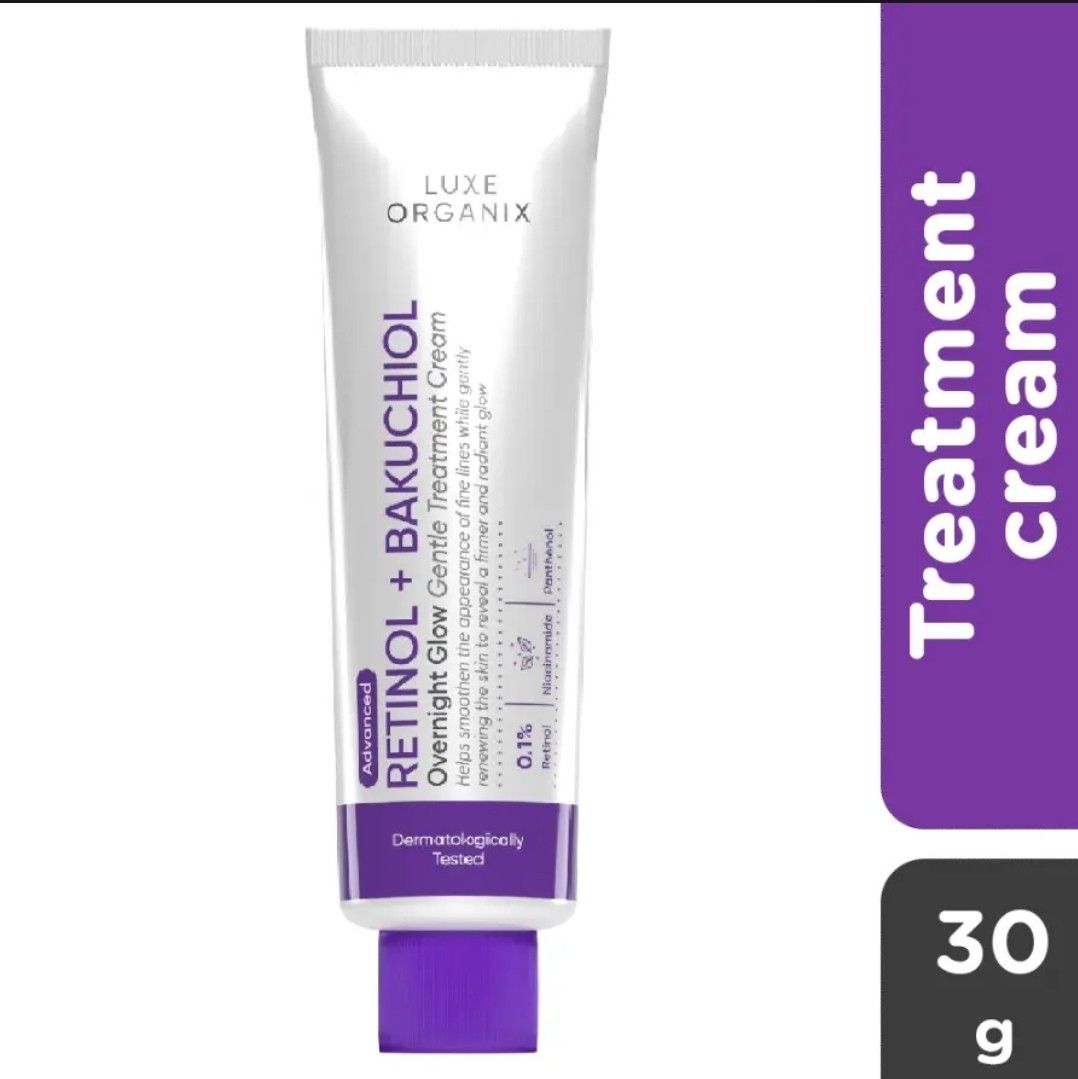 Luxe Organix Retinol + Bakuchiol Overnight Glow Gentle Treatment Cream ...