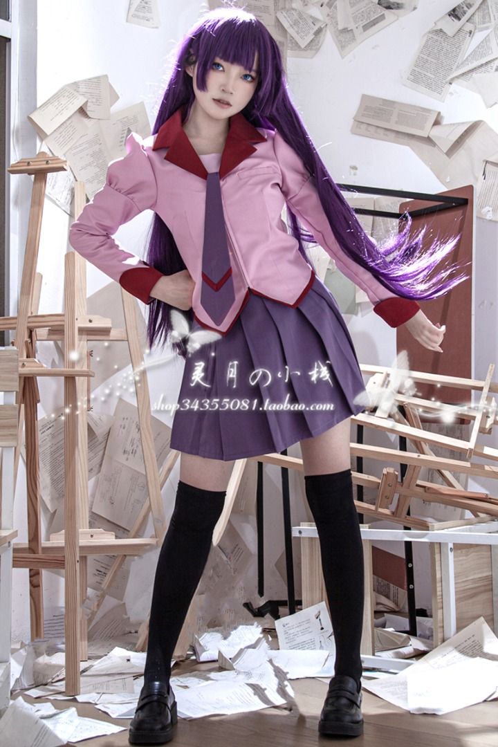 Monogatari Series Senjougahara Hitagi School Uniform Cos with Wig ...
