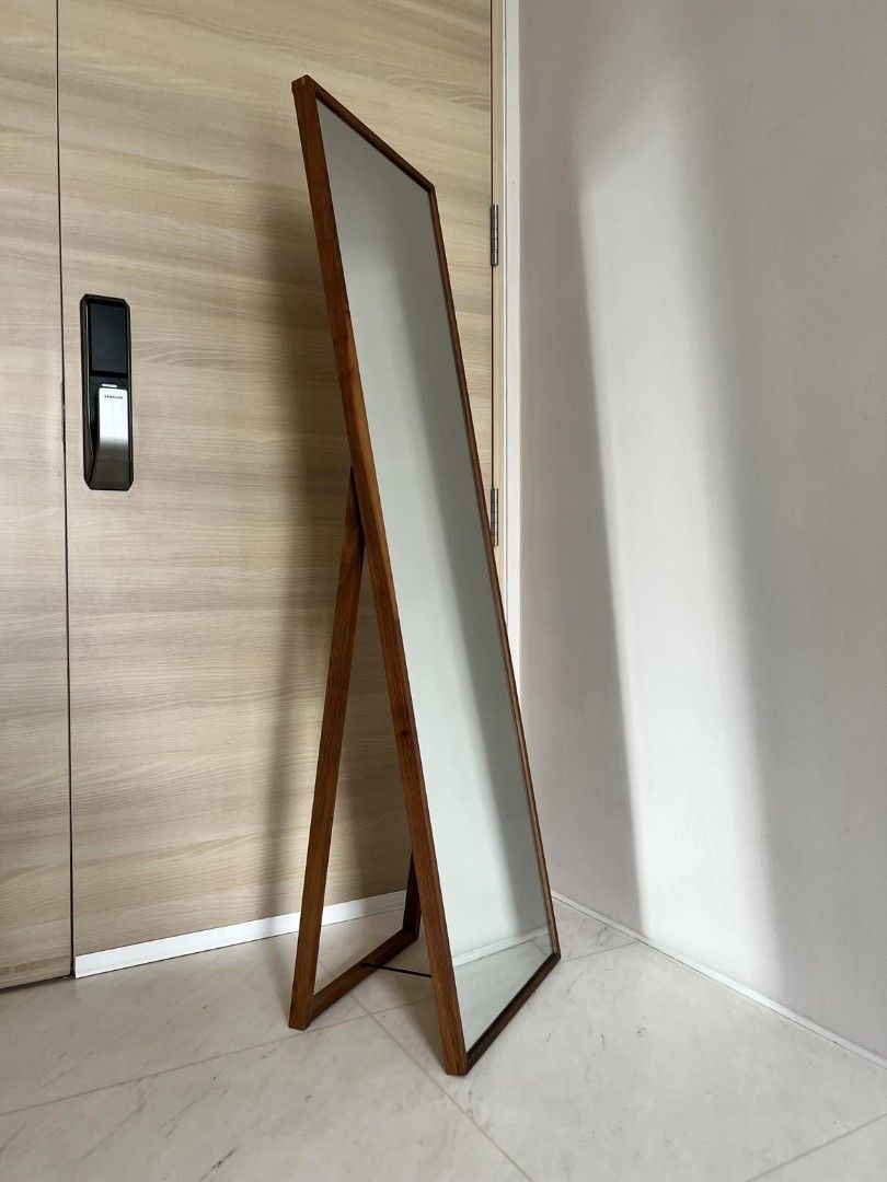 Muji Walnut Wood Stand Mirror, Furniture & Home Living, Home Decor ...
