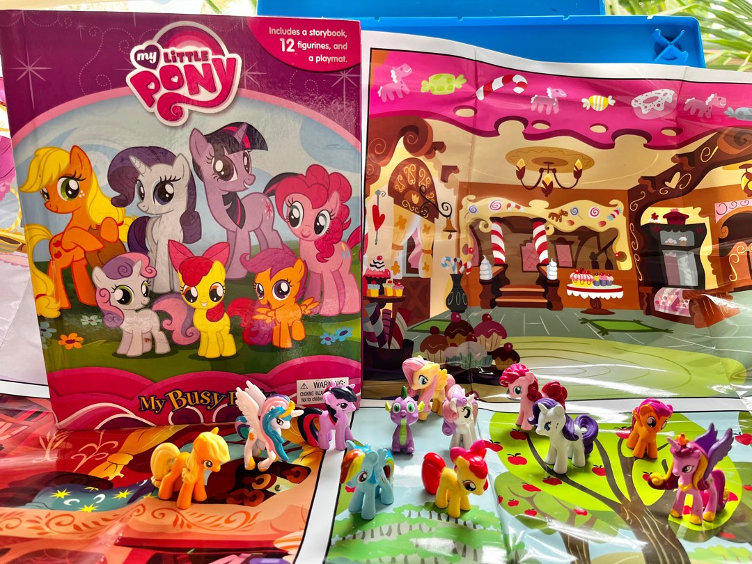 My Little Pony busy book with 12 figurines and playmat on Carousell