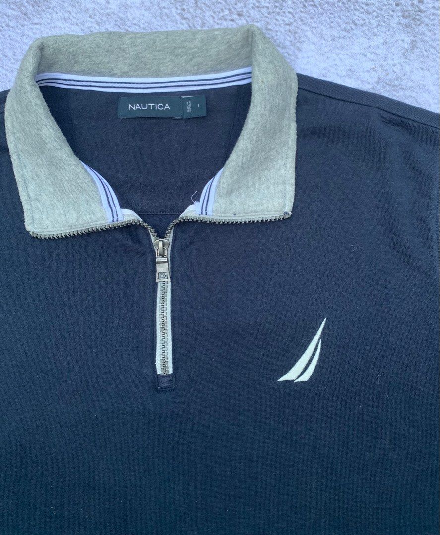 Nautica half zip, Fesyen Pria, Pakaian , Atasan di Carousell