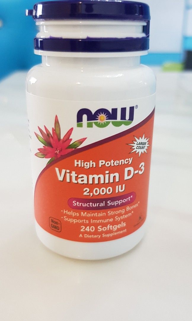 Now Vitamin D3(2000IU)-240 softgels, Health & Nutrition, Health ...