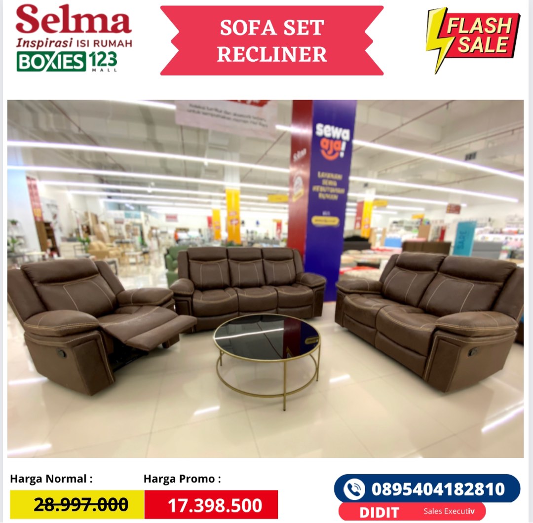 Obral set sofa recliner coklat bisa cicilan, Perabotan Rumah di Carousell