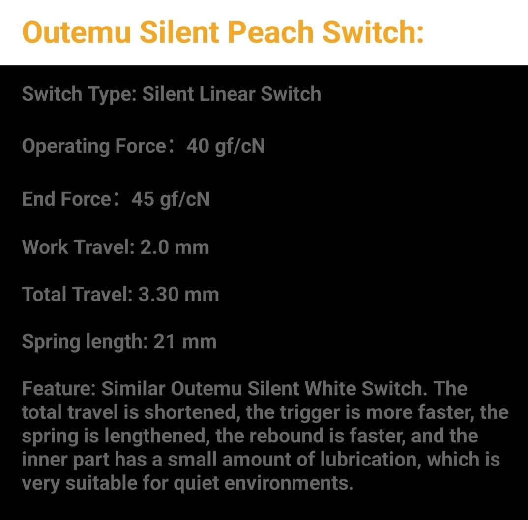 90 Outemu Silent Linear Peach Switches, Computers & Tech, Parts ...