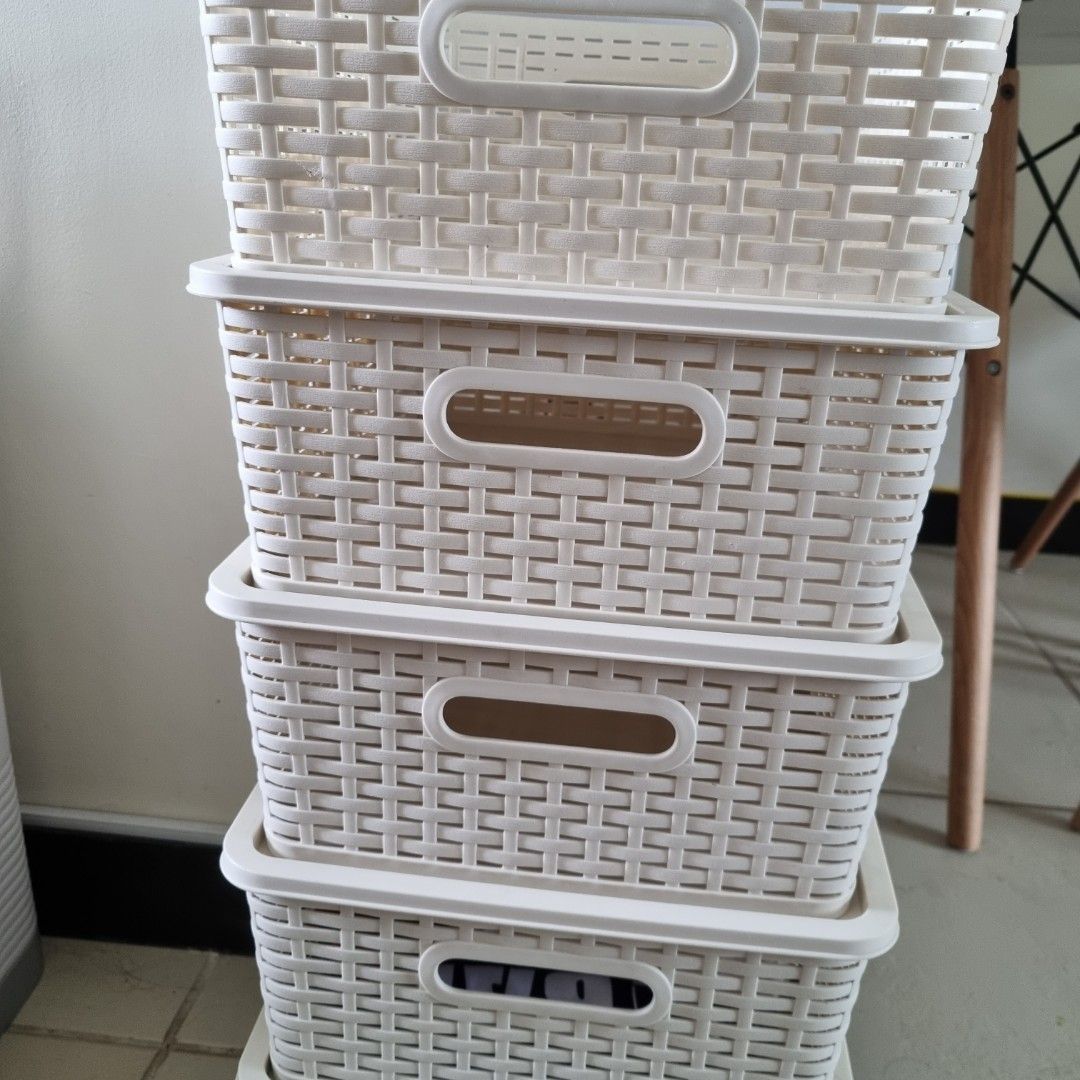 Plastic Rattan Storage Boxes on Carousell