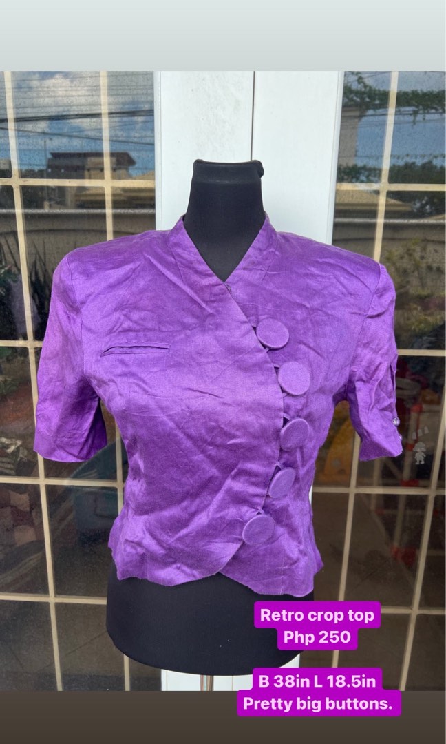 Purple Retro Top, Women's Fashion, Tops, Blouses on Carousell