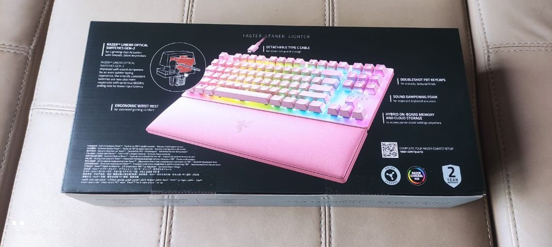 RAZER Huntsman V2 Tenkeyless TKL Gaming Keyboard - PINK QUARTZ - Linear ...