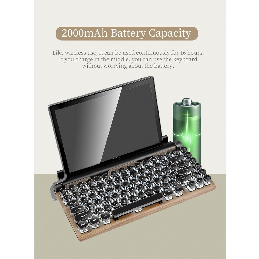 Retro Mechanical Keyboard Dot Typewriter Wireless Bluetooth 83keys Blue ...