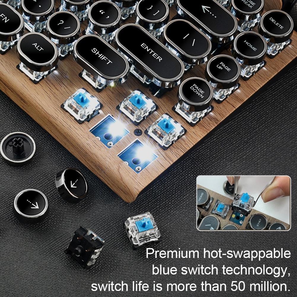 Retro Mechanical Keyboard Dot Typewriter Wireless Bluetooth 83keys Blue ...
