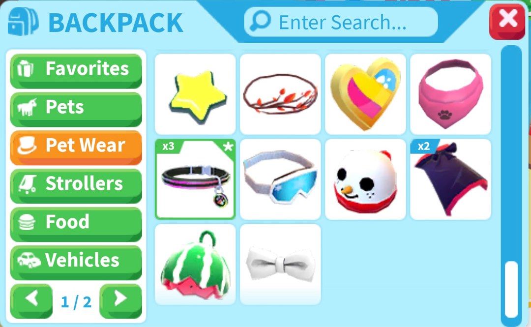 Roblox adopt me pet wear 7/7, Video Gaming, Gaming Accessories, In-Game ...