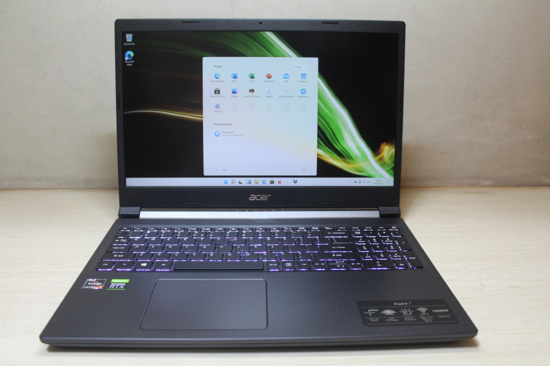 RTX3050 Laptop Acer Aspire 7 Ryzen 5 5500u Ram 8gb ssd 512gb nvidia ...