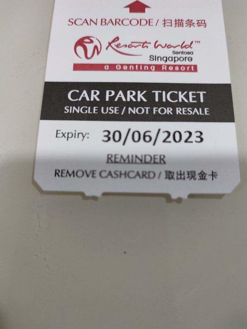 RWS Carpark Ticket, Tickets & Vouchers, Local Attractions & Transport ...