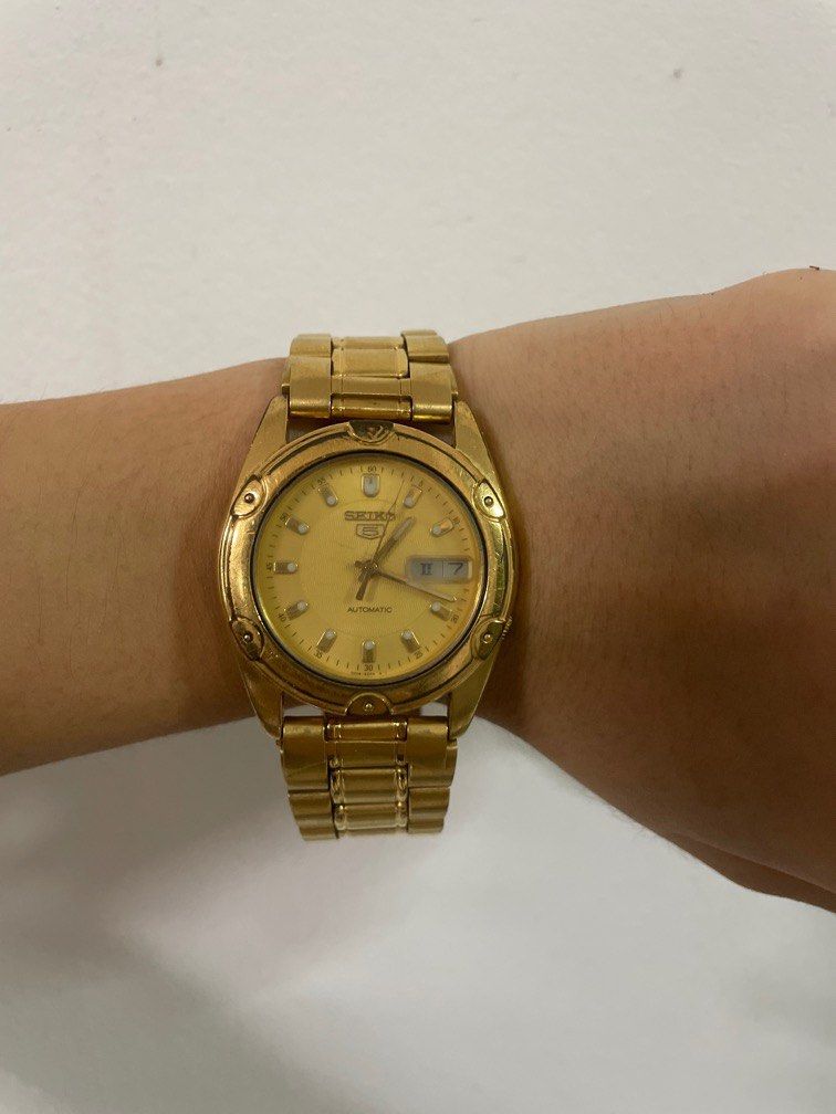 Seiko 5 Gold Automatic, Luxury, Watches on Carousell